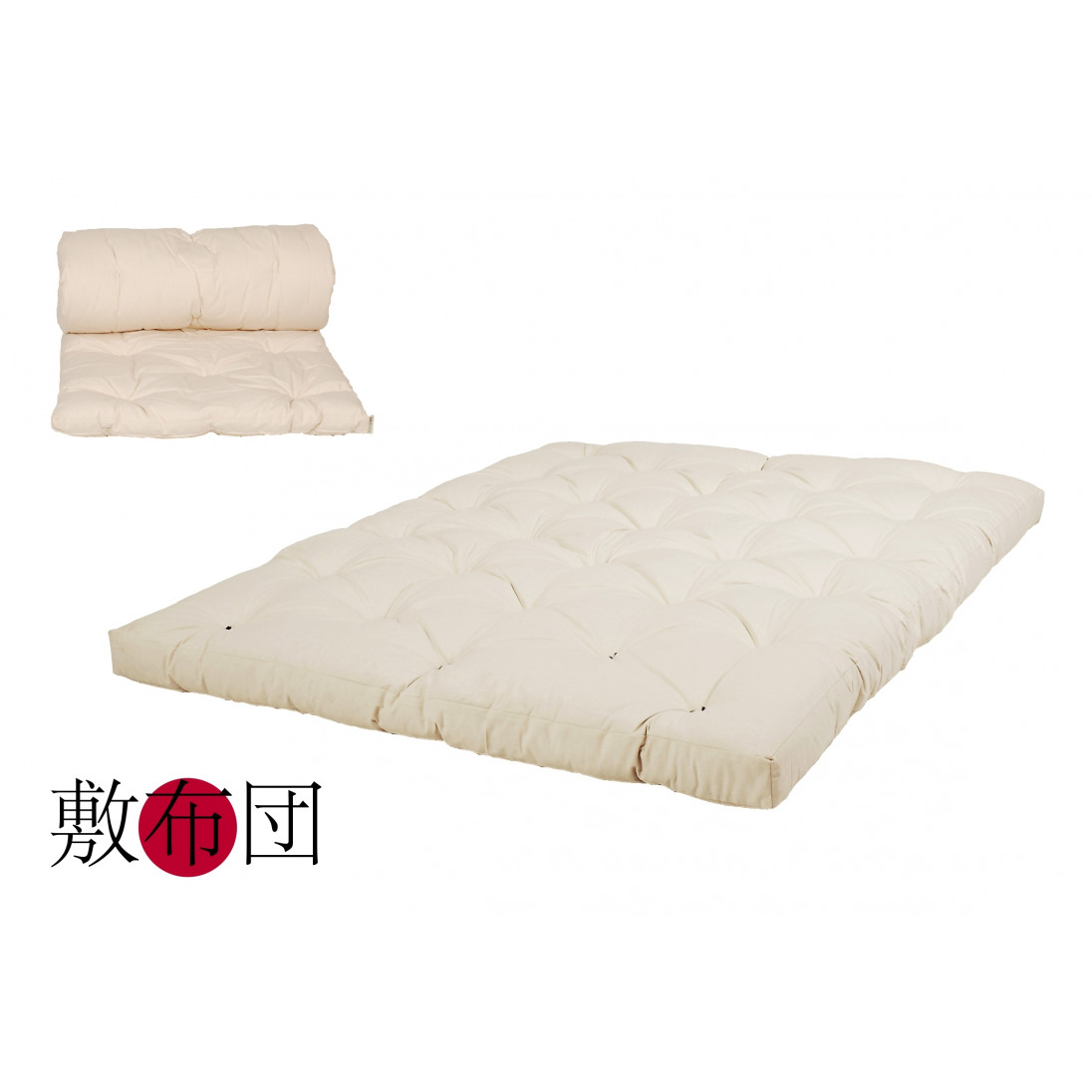 Original Japan Futon 140x200 natur aus 100% Baumwolle Rollbar