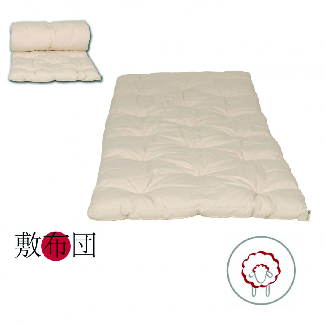 Original Japan Futon 120x200 natur aus 100% Schurwolle Rollbar